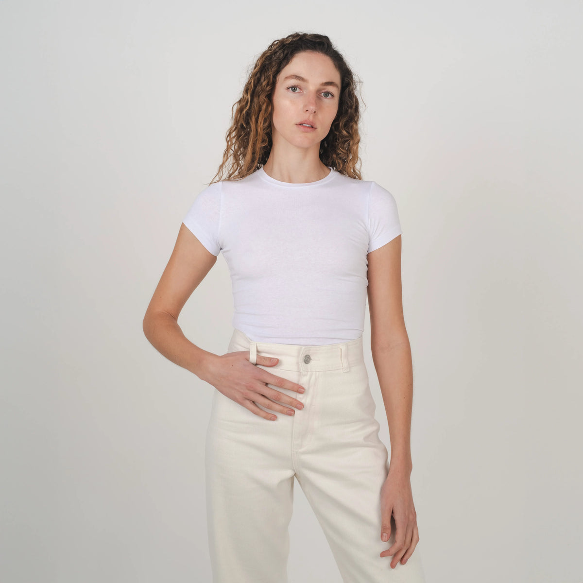 Stretch Fitted Tee White – Hemp Clothing Australia