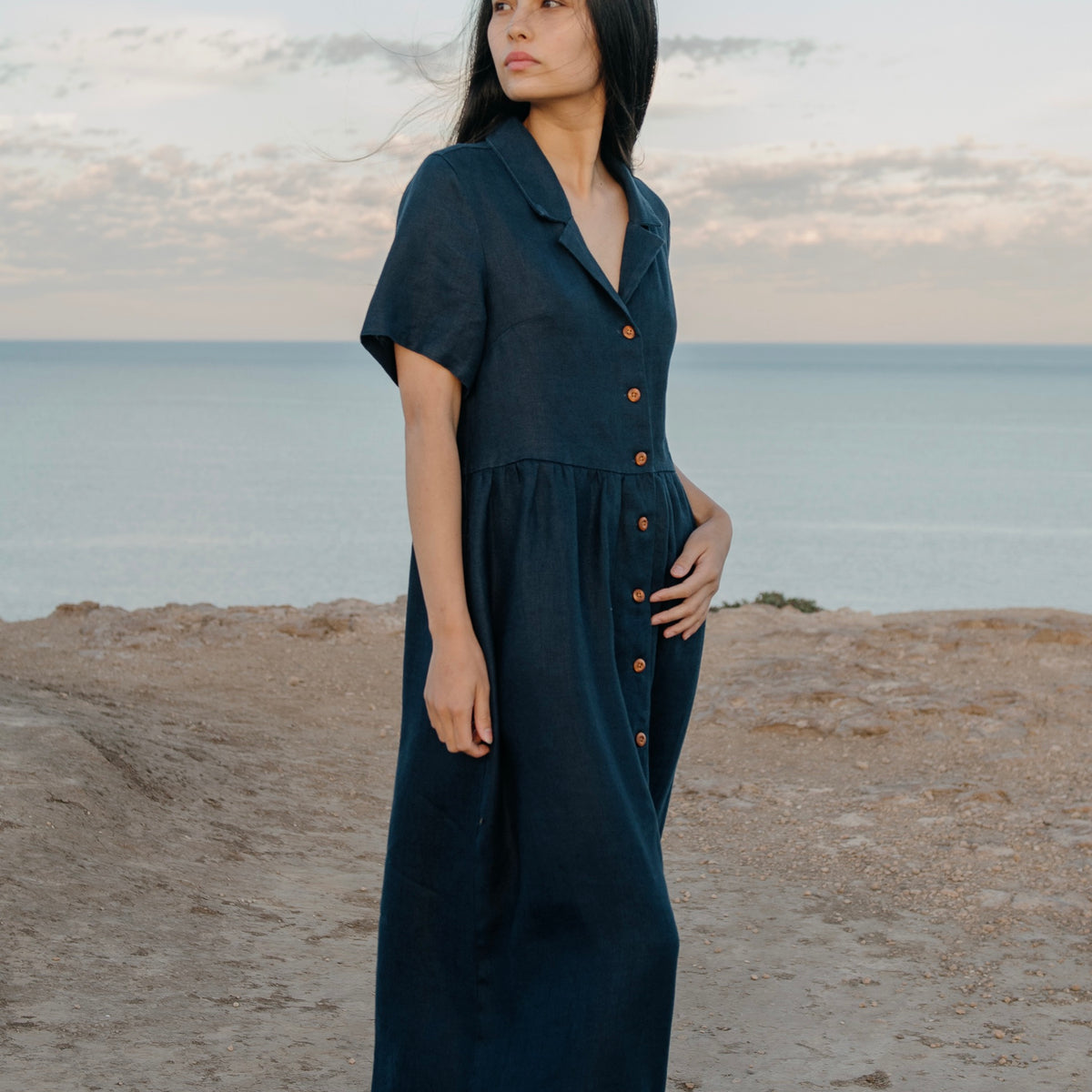 Day Dress Navy – Hemp Clothing Australia