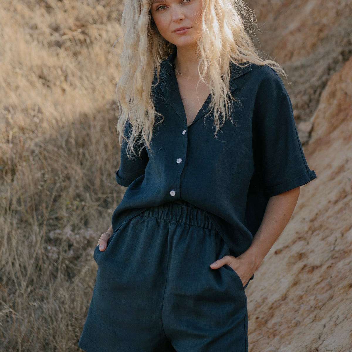 Paperbag Shorts Navy – Hemp Clothing Australia