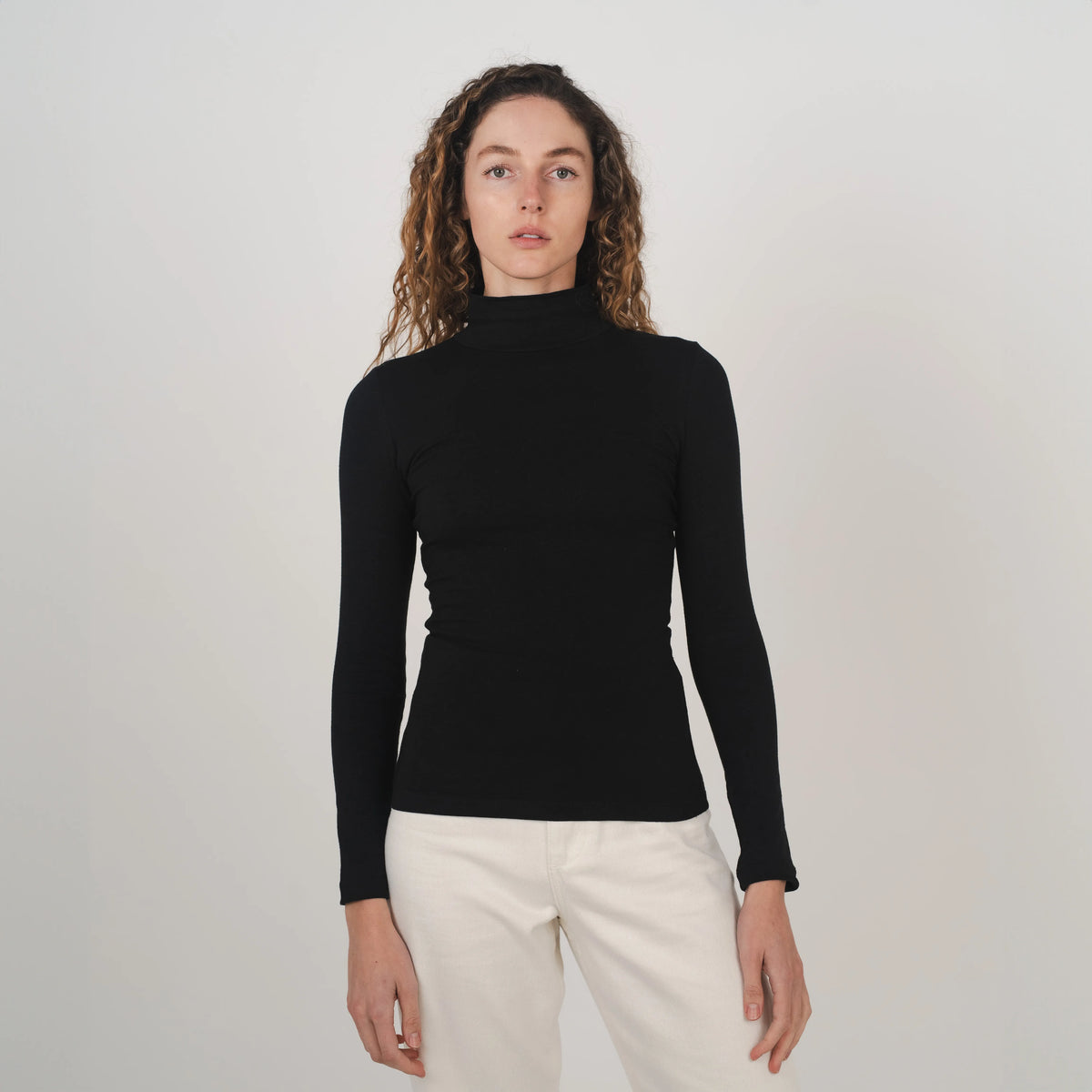 Stretch Mock Neck Skivvy Black – Hemp Clothing Australia